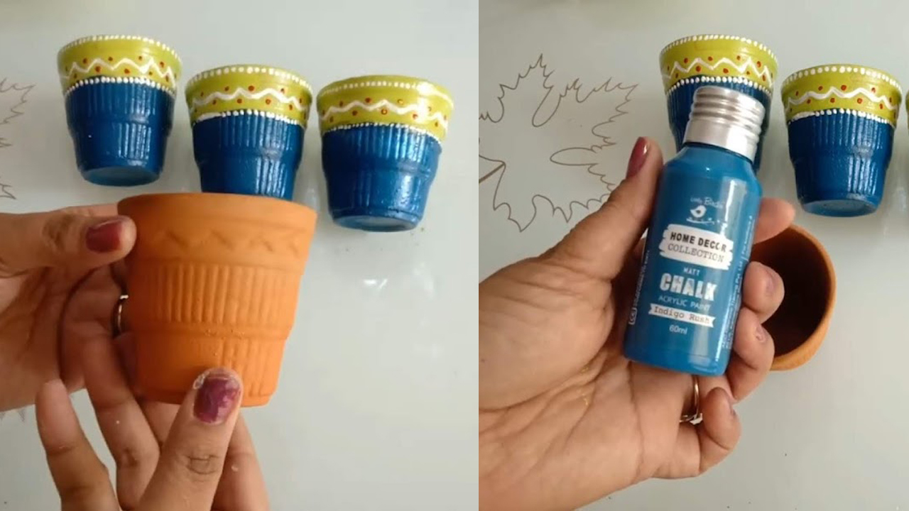 Beautiful Ways To Paint Kulhar/kulhad. Kulhad Wali Chai. How To Paint Kulhads. - Smruti"s Art Corner